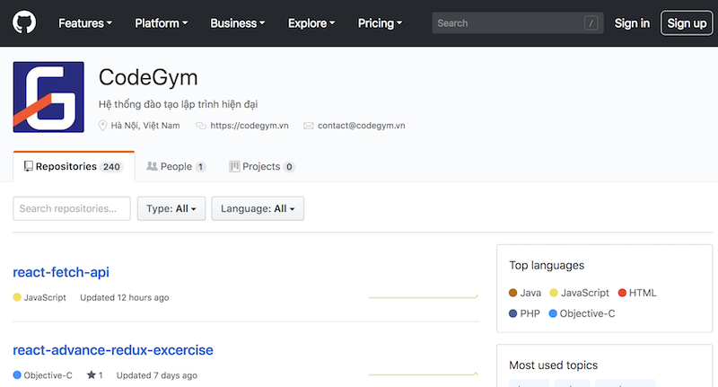 Bộ mã nguồn bài tập của CodeGym - CodeGym